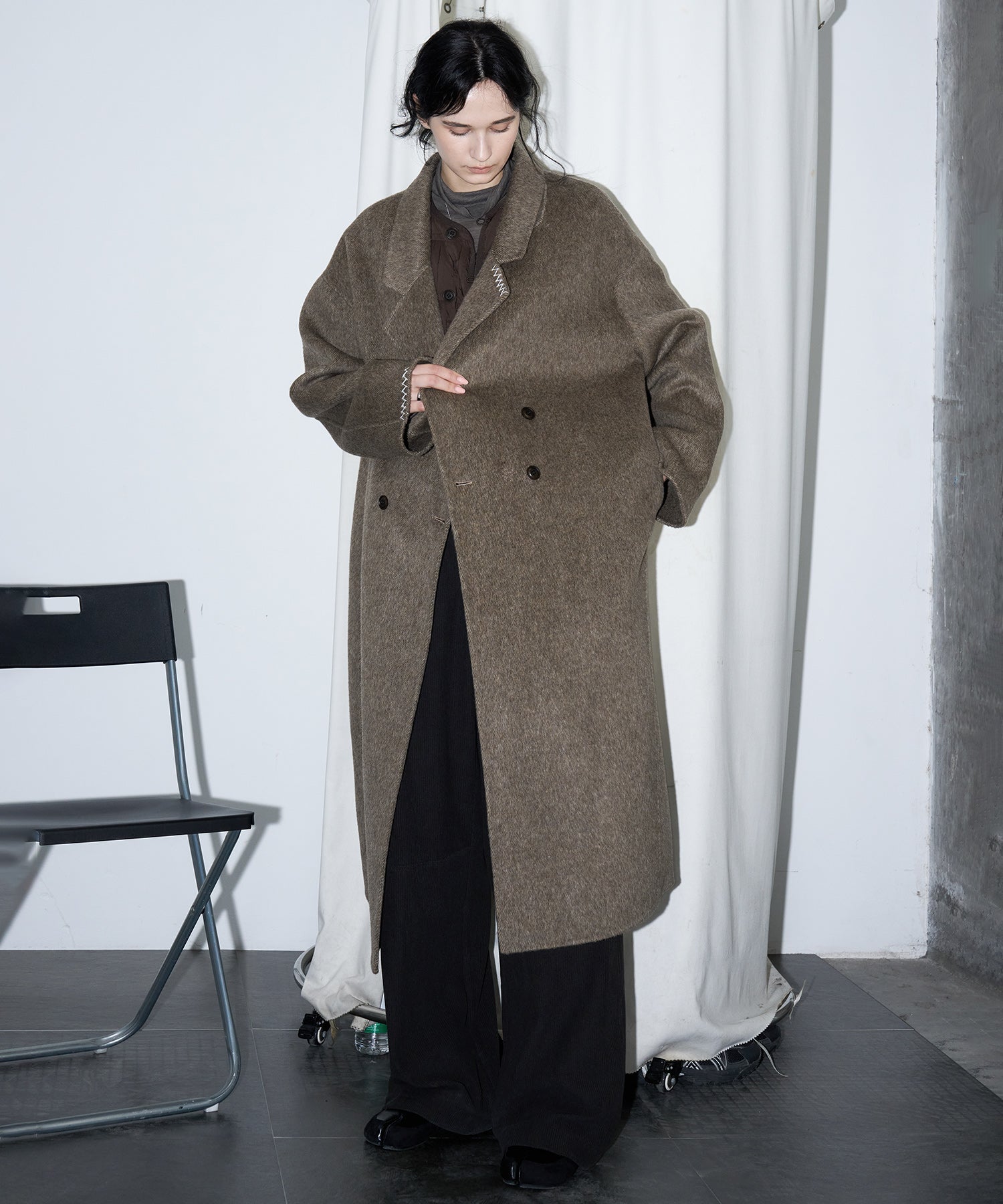 100% Wool Double-Face Long Lapel Oversized Overcoat (100% wool double ...